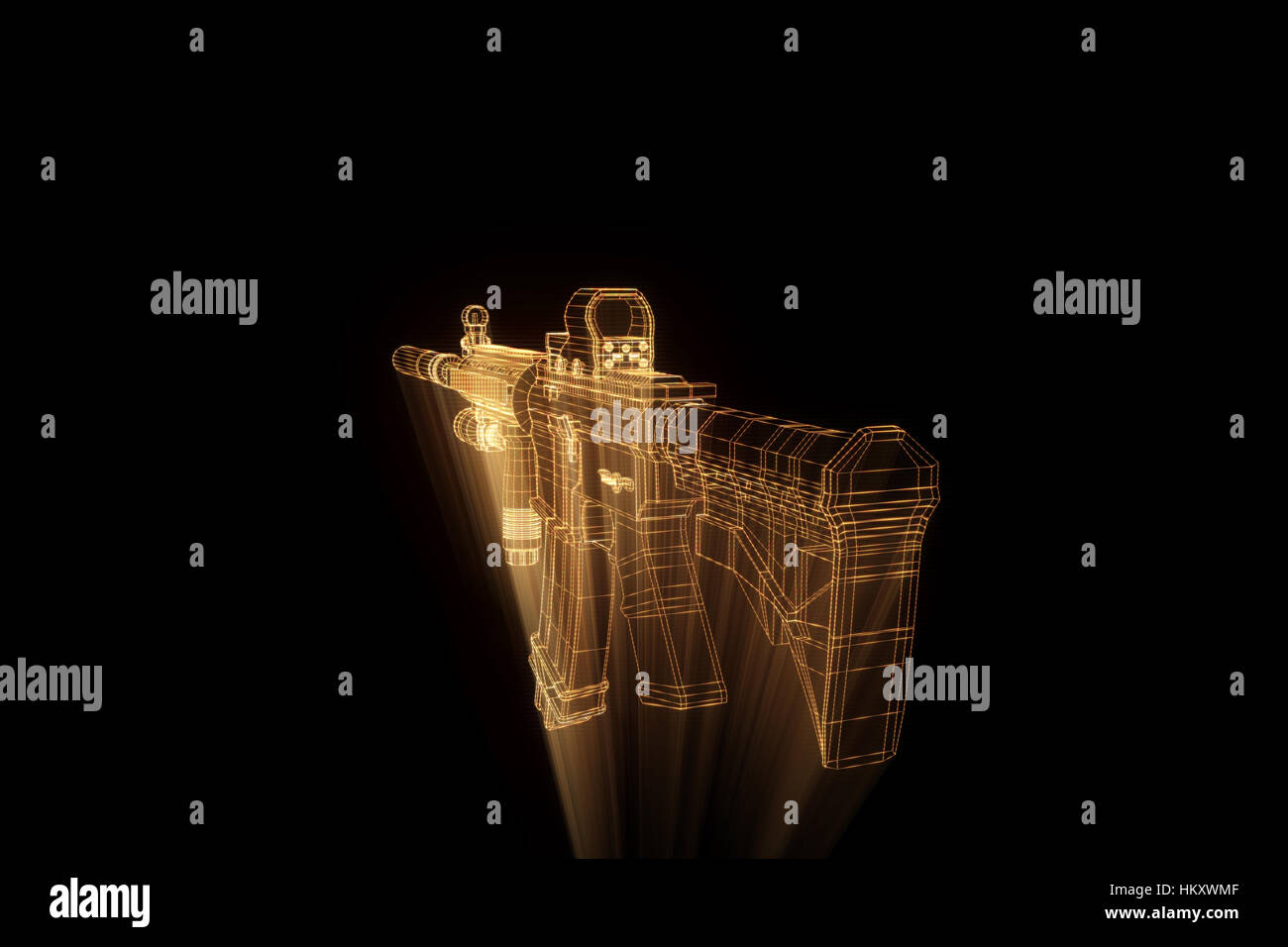 Gun Weapon Hologram Wireframe in Motion. Nice 3D Rendering Stock Photo ...