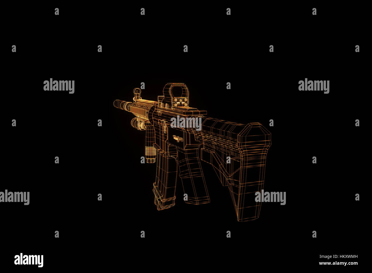Gun Weapon Hologram Wireframe in Motion. Nice 3D Rendering Stock Photo ...