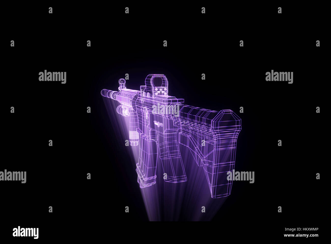 Gun Weapon Hologram Wireframe in Motion. Nice 3D Rendering Stock Photo ...