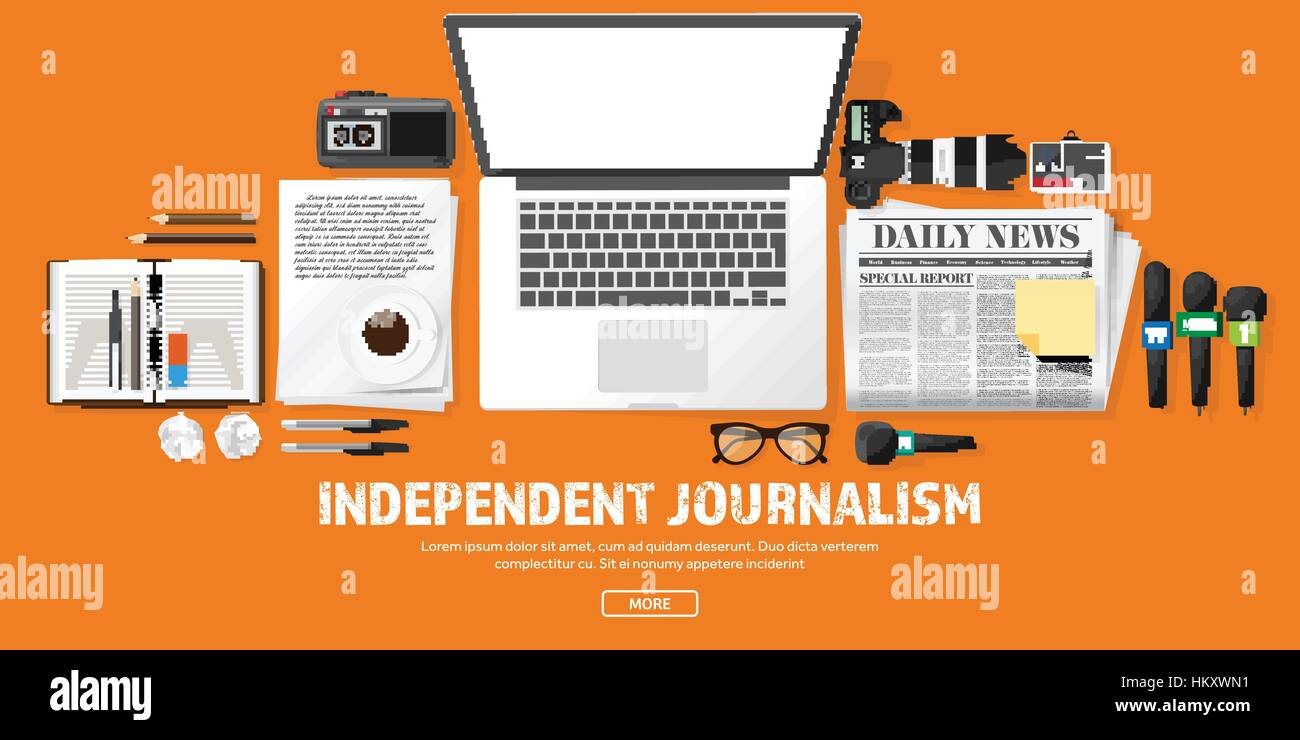 Mass media background in a flat style.Press conference with ...