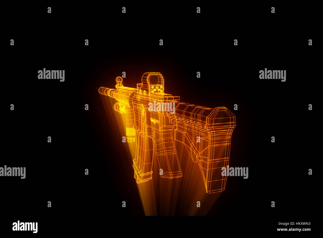 Gun Weapon Hologram Wireframe in Motion. Nice 3D Rendering Stock Photo ...