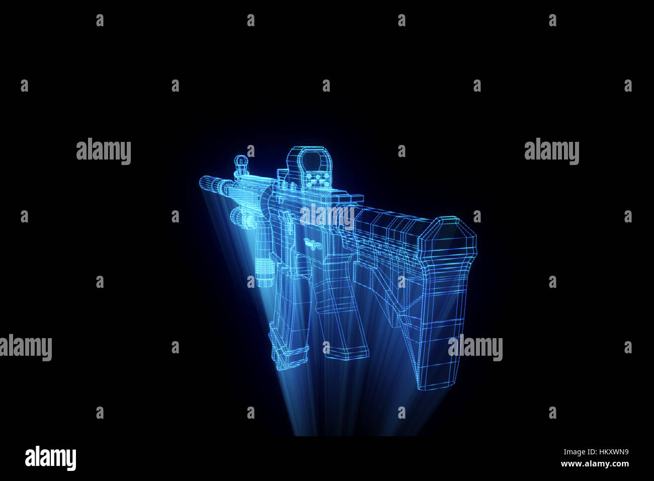 Gun Weapon Hologram Wireframe in Motion. Nice 3D Rendering Stock Photo ...