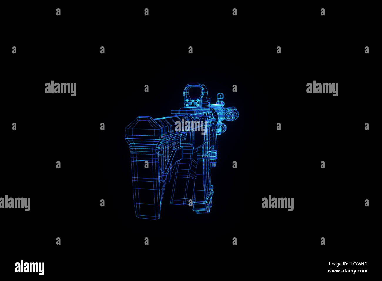 Gun Weapon Hologram Wireframe in Motion. Nice 3D Rendering Stock Photo ...