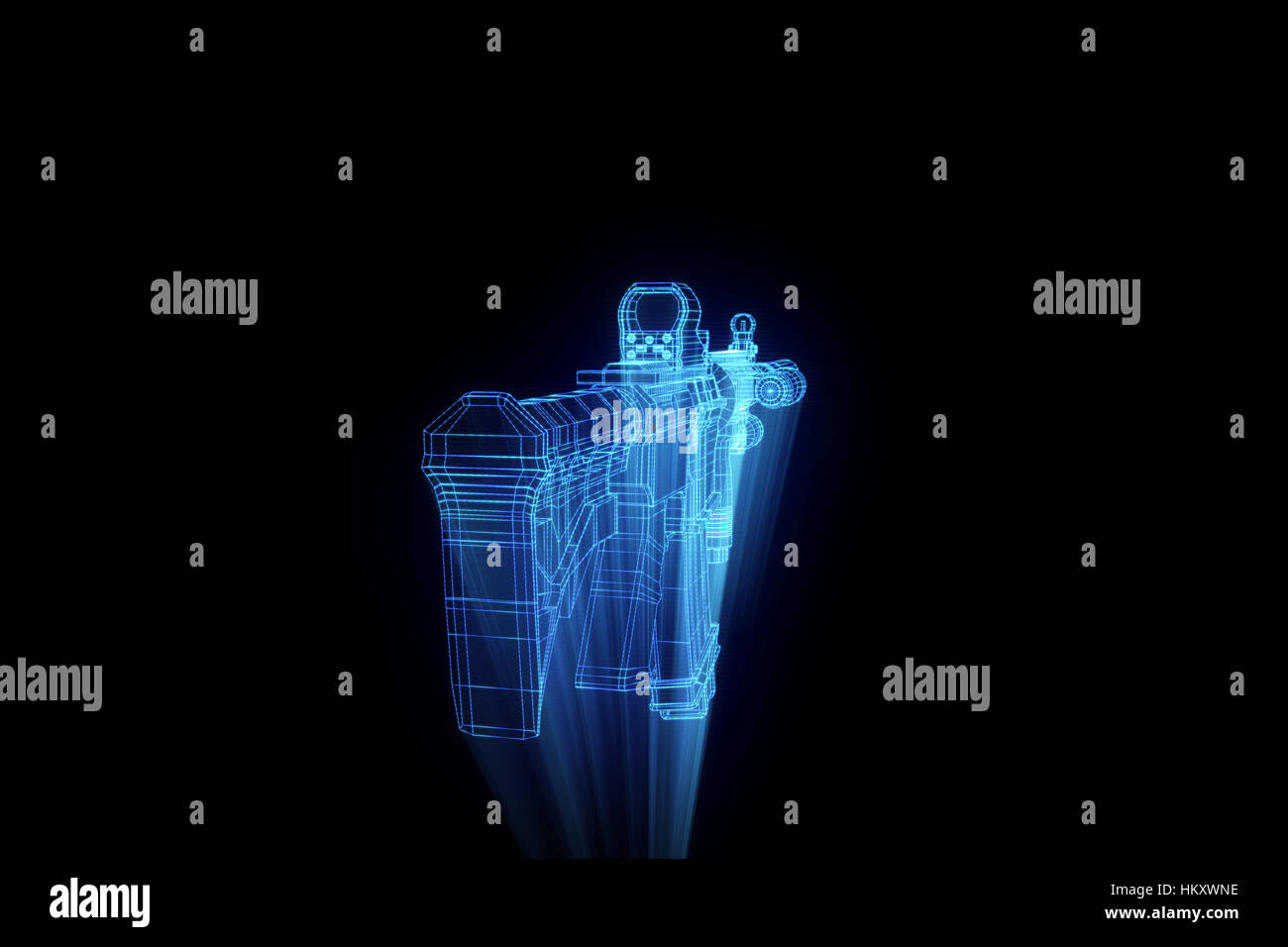 Gun Weapon Hologram Wireframe in Motion. Nice 3D Rendering Stock Photo ...