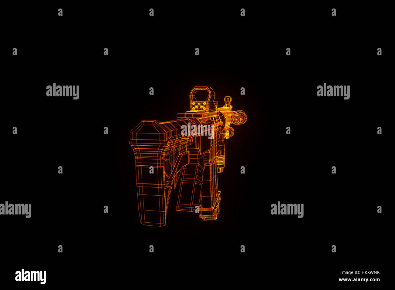 Gun Weapon Hologram Wireframe in Motion. Nice 3D Rendering Stock Photo ...