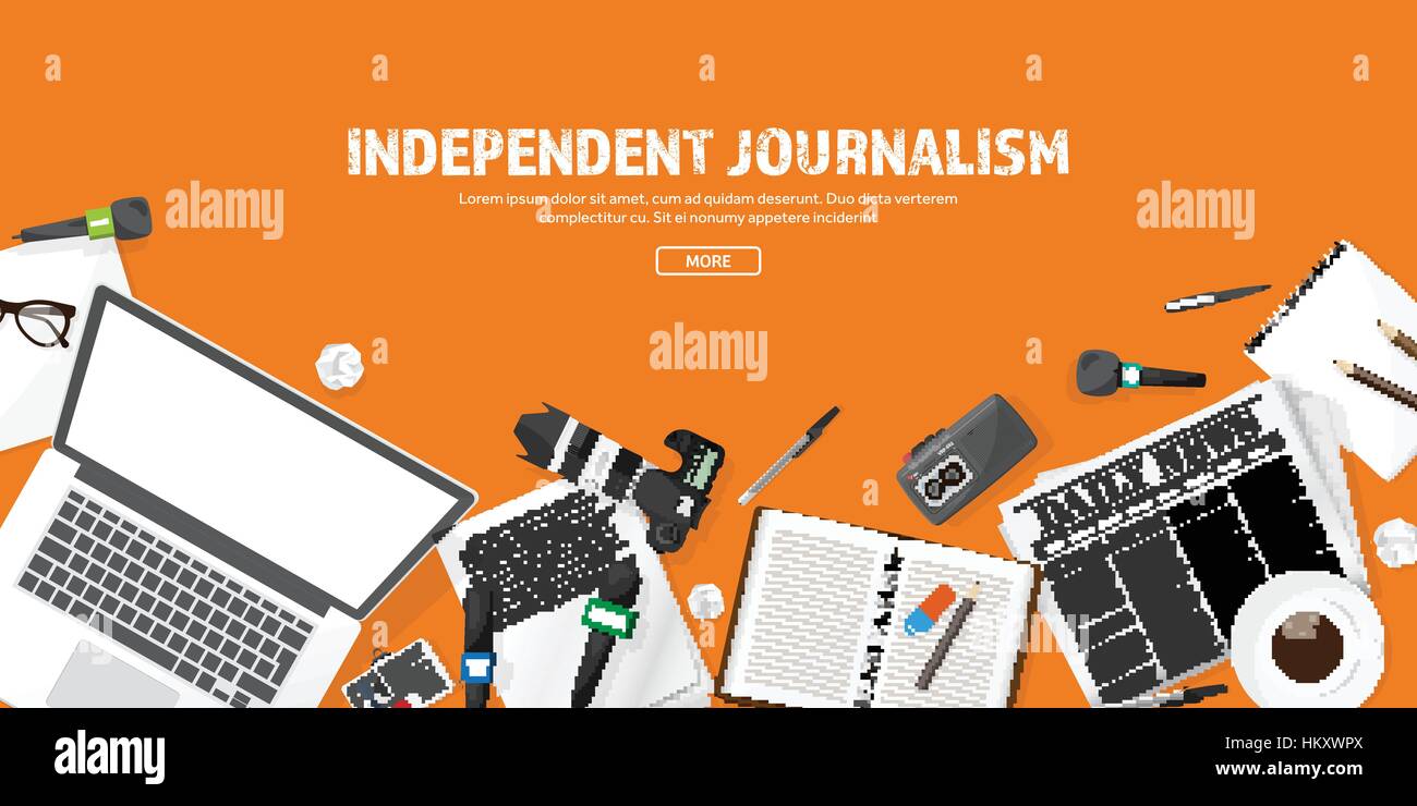 Mass media background in a flat style.Press conference with ...