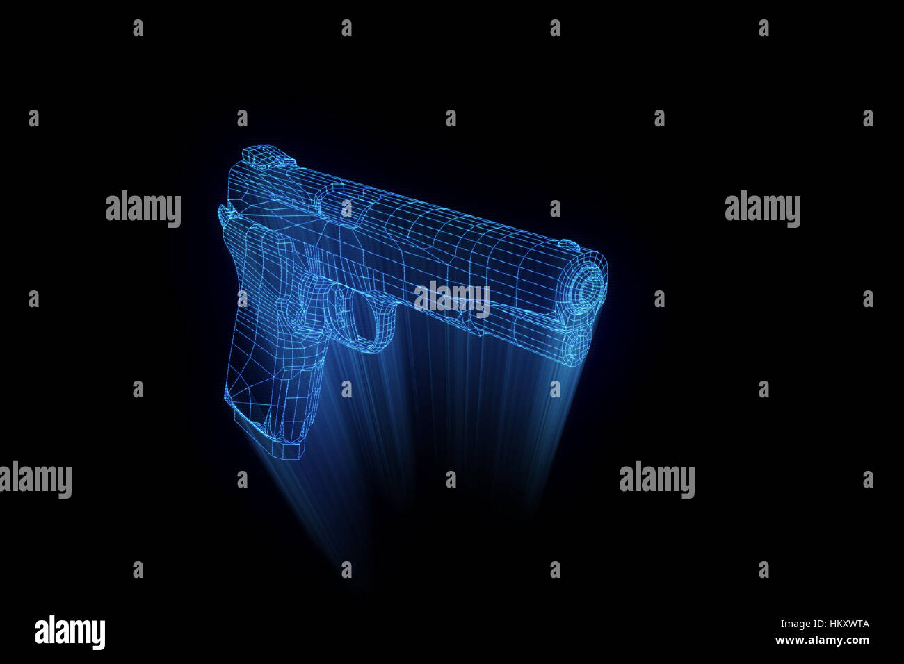 Gun Weapon Hologram Wireframe in Motion. Nice 3D Rendering Stock Photo ...