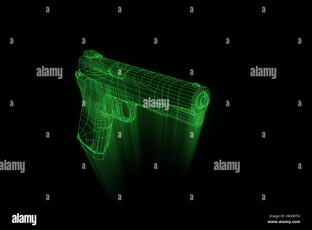 Gun Weapon Hologram Wireframe in Motion. Nice 3D Rendering Stock Photo ...