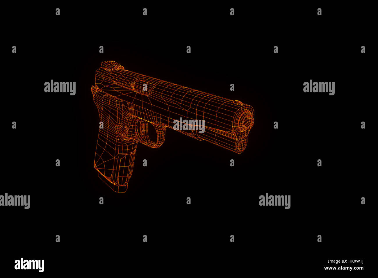 Gun Weapon Hologram Wireframe in Motion. Nice 3D Rendering Stock Photo ...