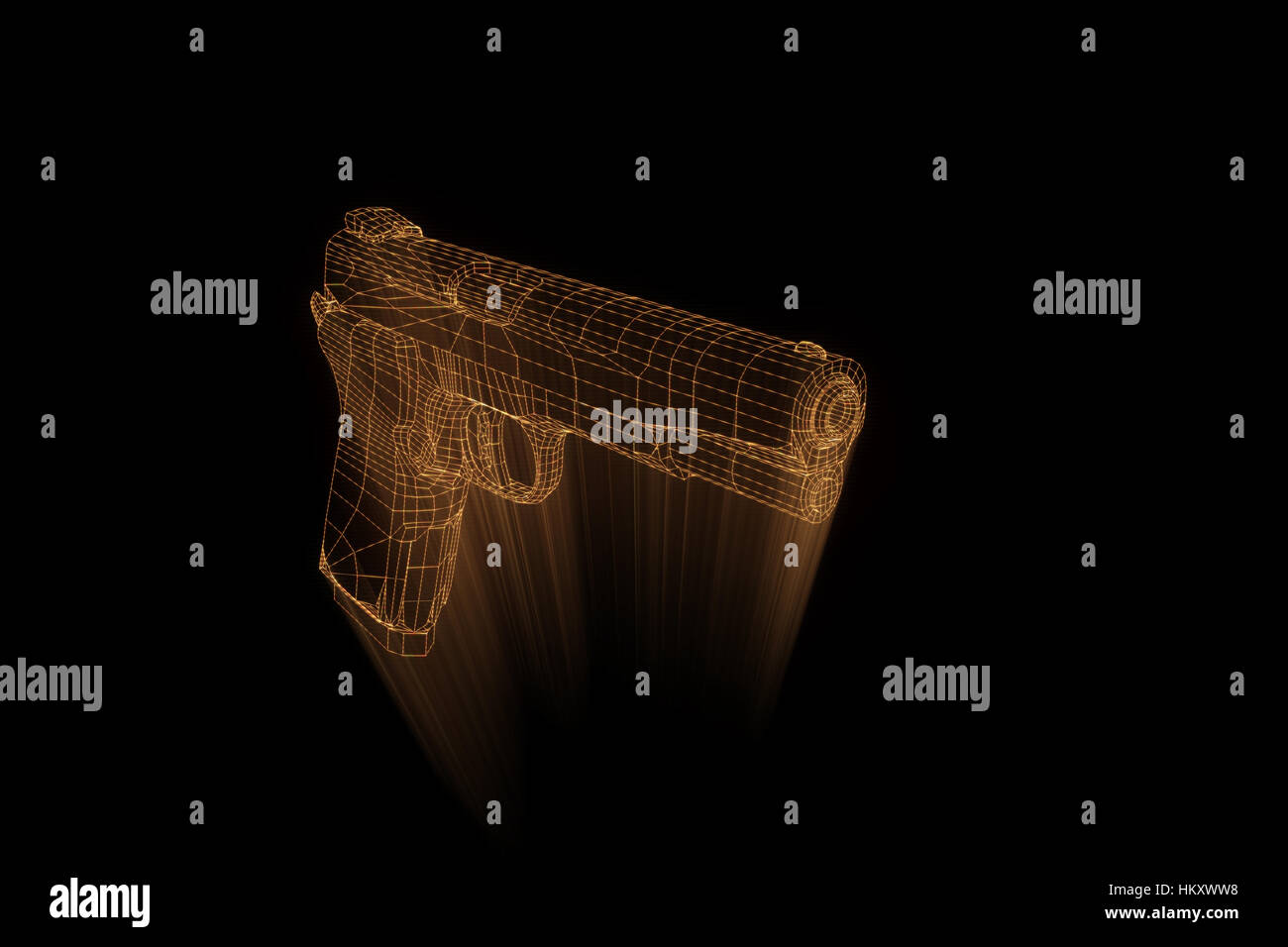 Gun Weapon Hologram Wireframe in Motion. Nice 3D Rendering Stock Photo ...