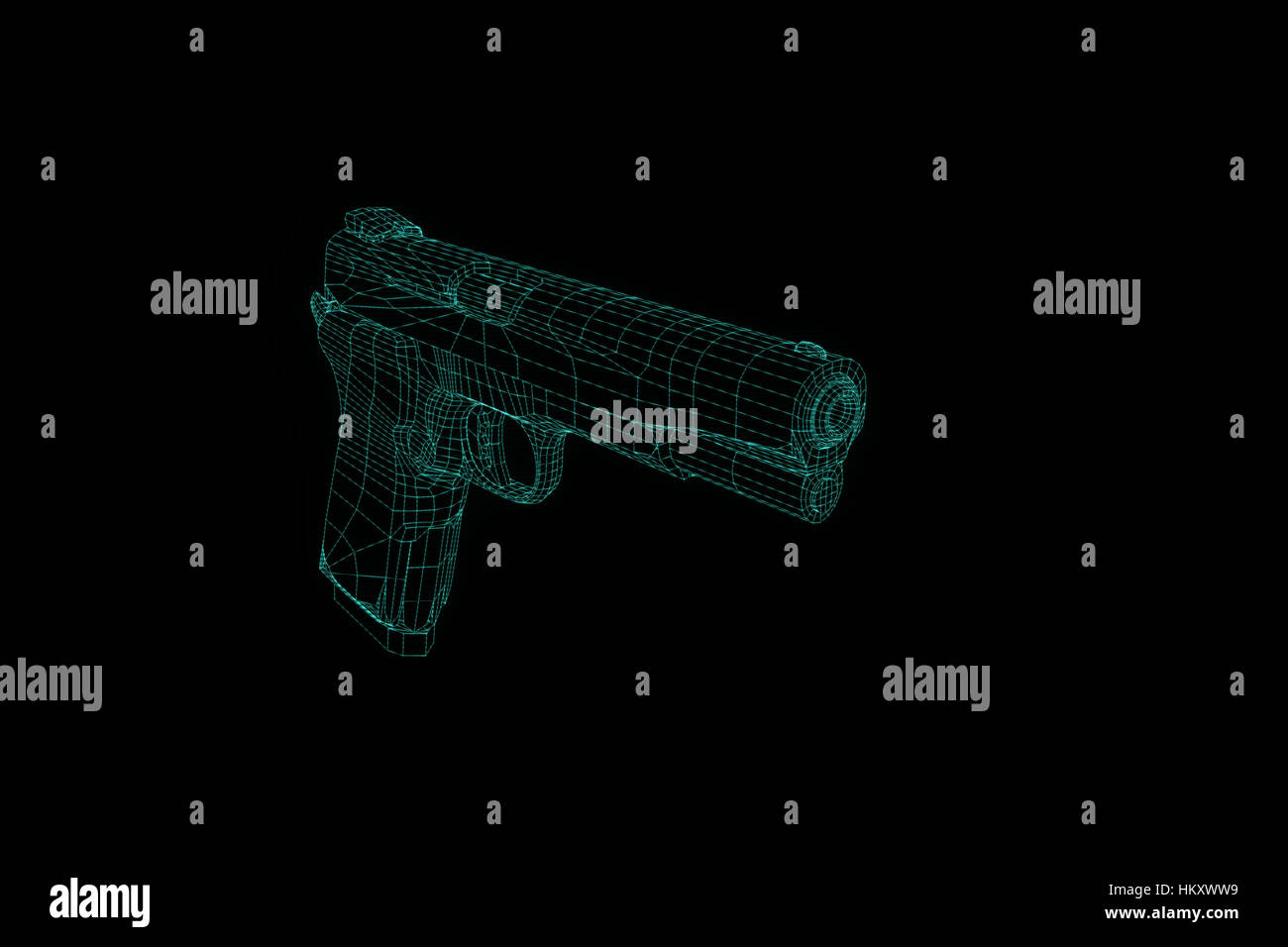 Gun Weapon Hologram Wireframe in Motion. Nice 3D Rendering Stock Photo ...