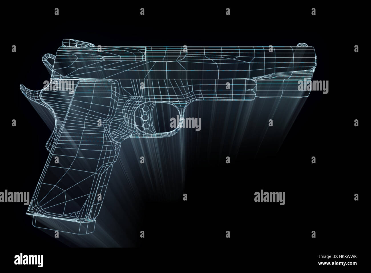 Gun Weapon Hologram Wireframe in Motion. Nice 3D Rendering Stock Photo ...