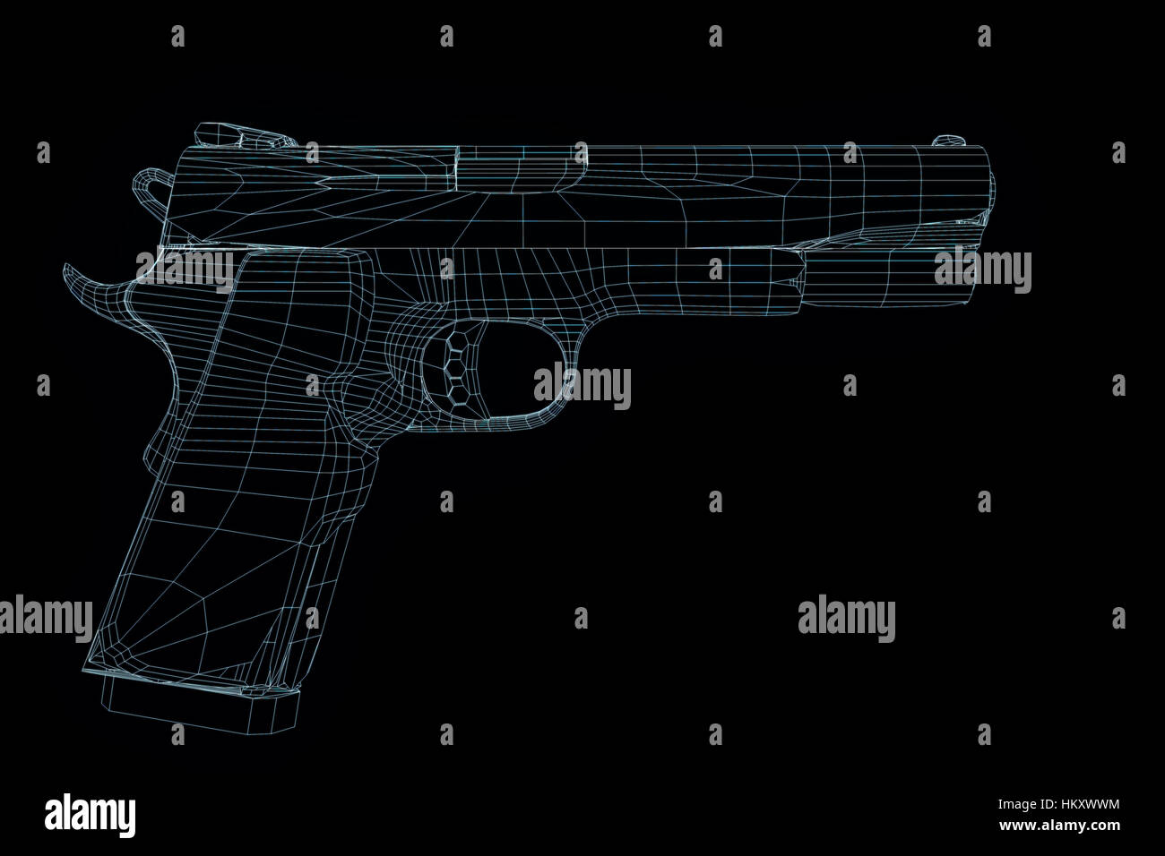 Gun Weapon Hologram Wireframe in Motion. Nice 3D Rendering Stock Photo ...