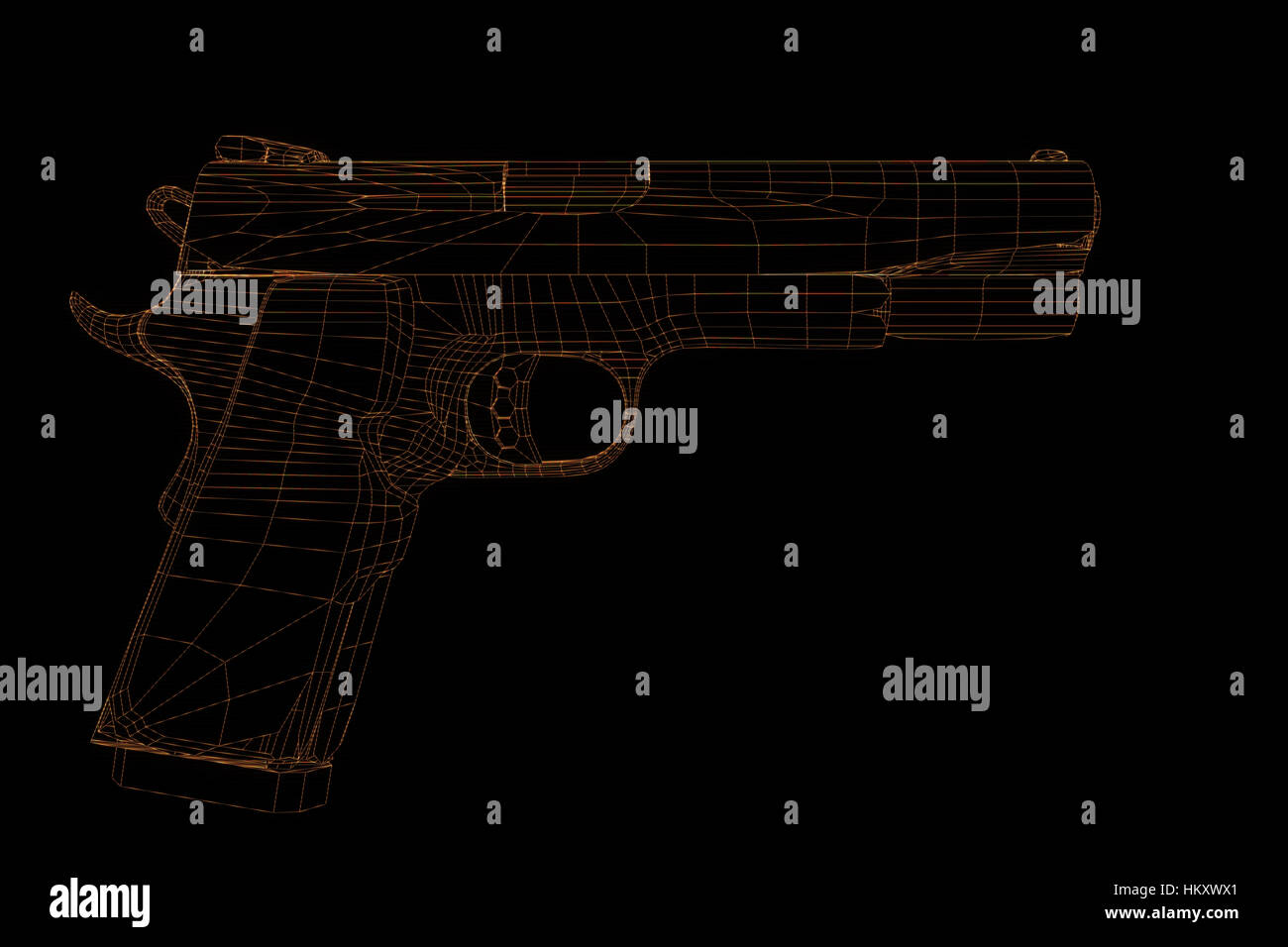 Gun Weapon Hologram Wireframe in Motion. Nice 3D Rendering Stock Photo ...