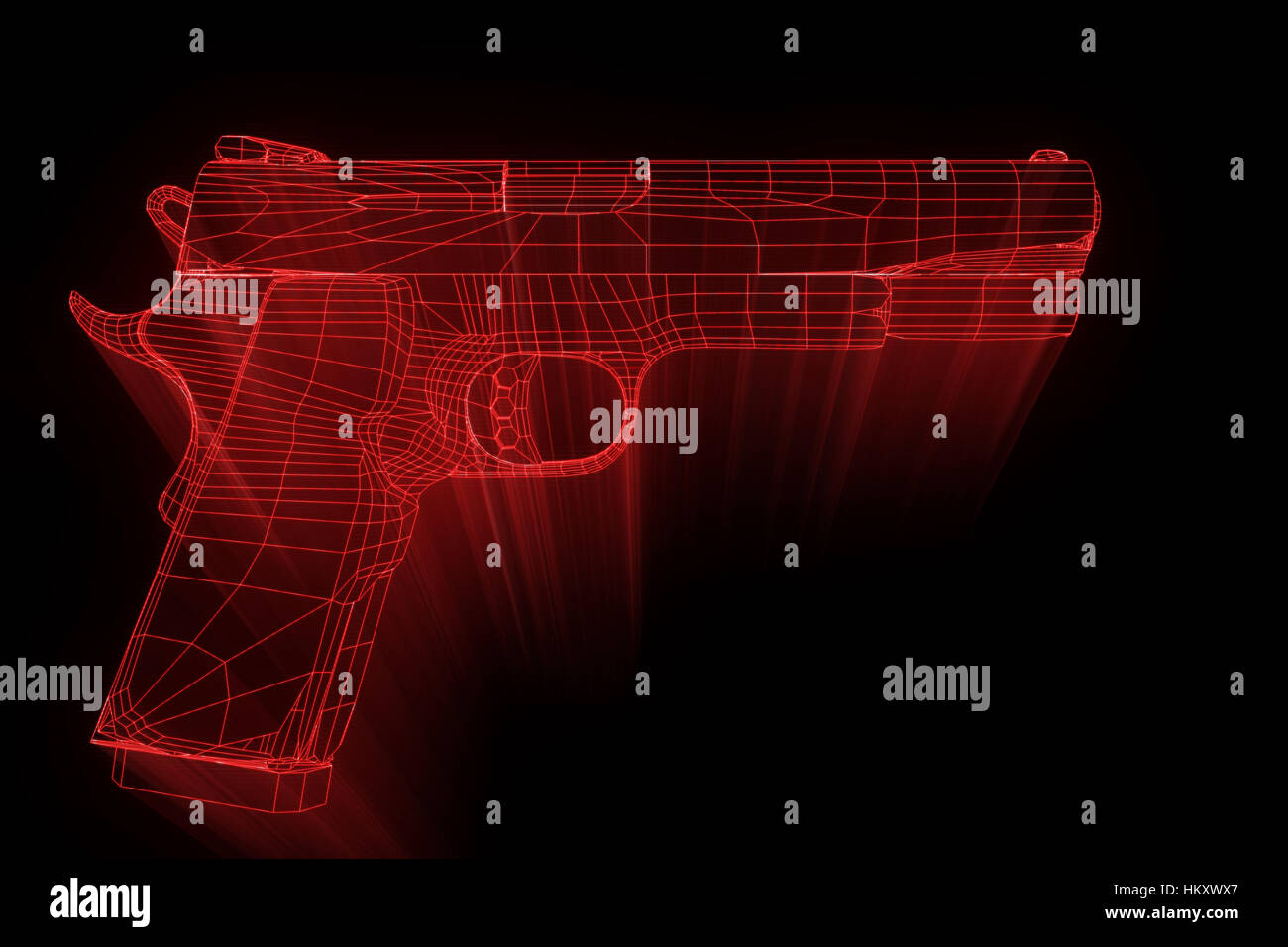 Gun Weapon Hologram Wireframe in Motion. Nice 3D Rendering Stock Photo ...