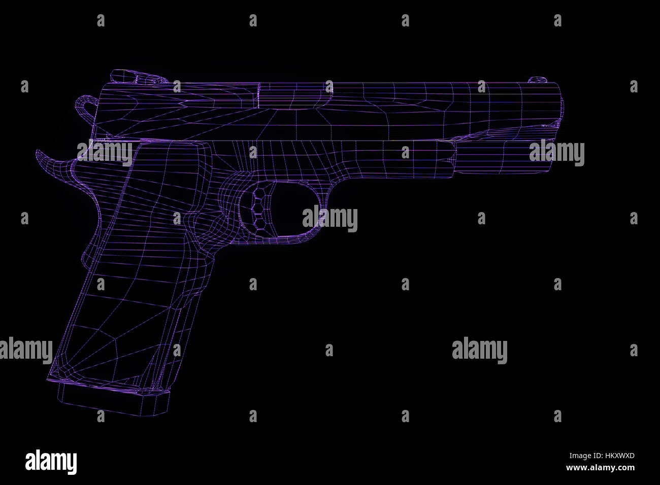 Gun Weapon Hologram Wireframe in Motion. Nice 3D Rendering Stock Photo ...