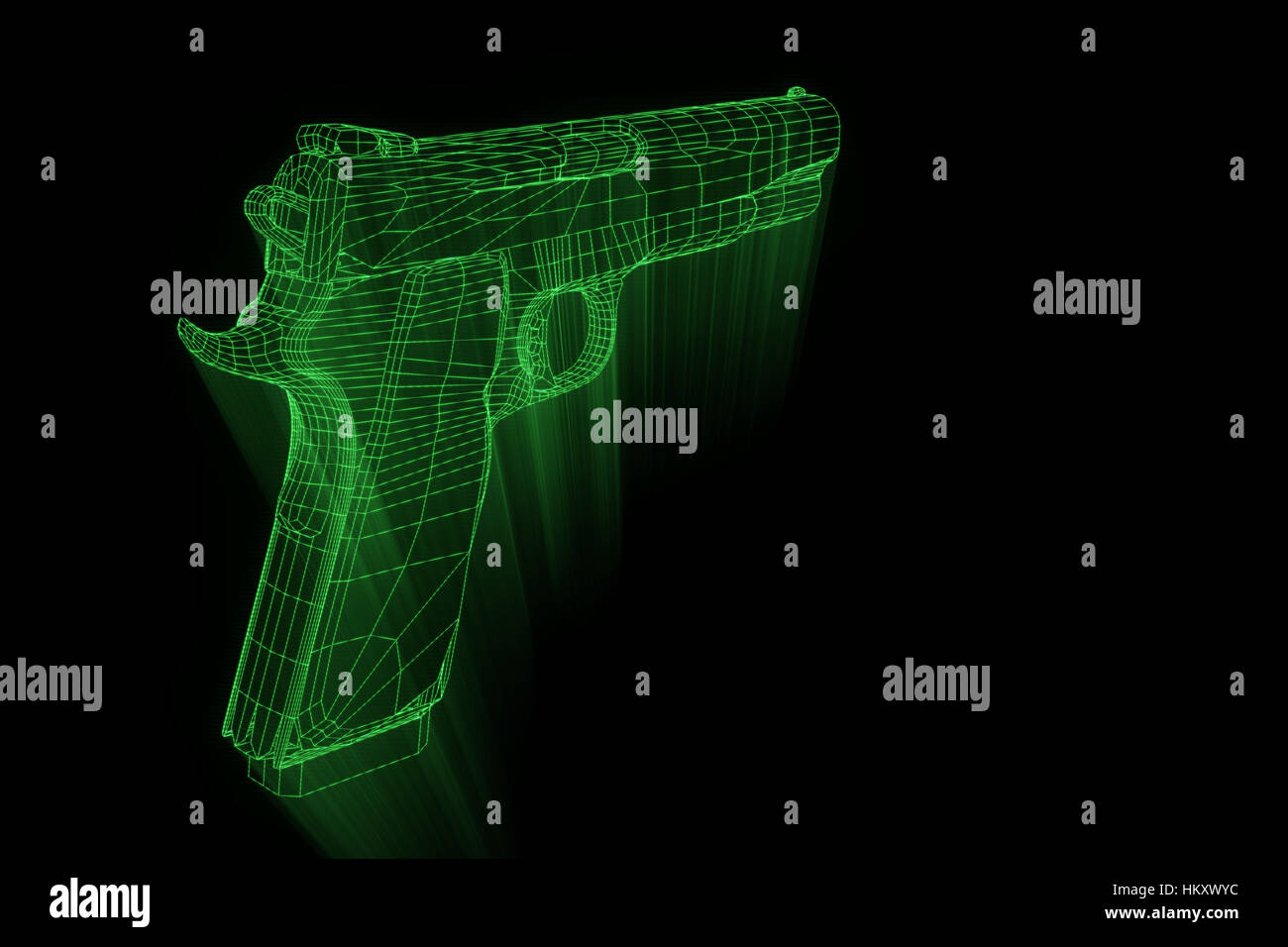 Gun Weapon Hologram Wireframe in Motion. Nice 3D Rendering Stock Photo ...