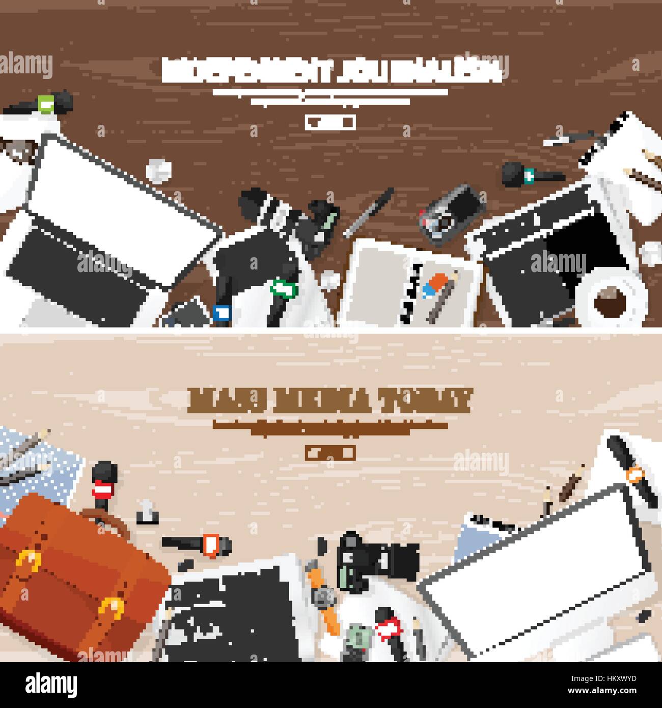 Mass media background in a flat style.Press conference with ...