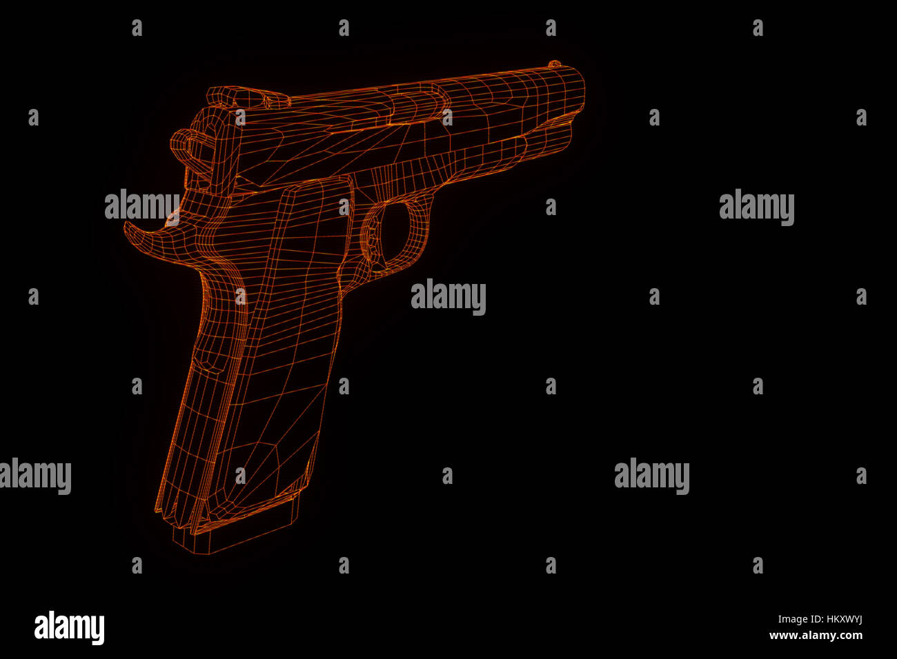 Gun Weapon Hologram Wireframe in Motion. Nice 3D Rendering Stock Photo ...