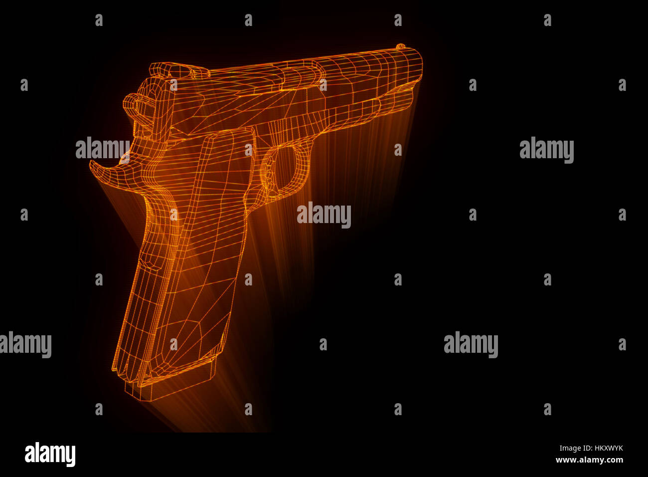 Gun Weapon Hologram Wireframe in Motion. Nice 3D Rendering Stock Photo ...