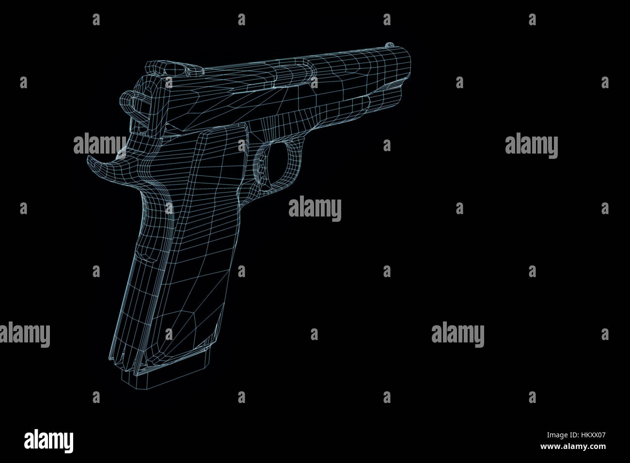 Gun Weapon Hologram Wireframe in Motion. Nice 3D Rendering Stock Photo - Alamy