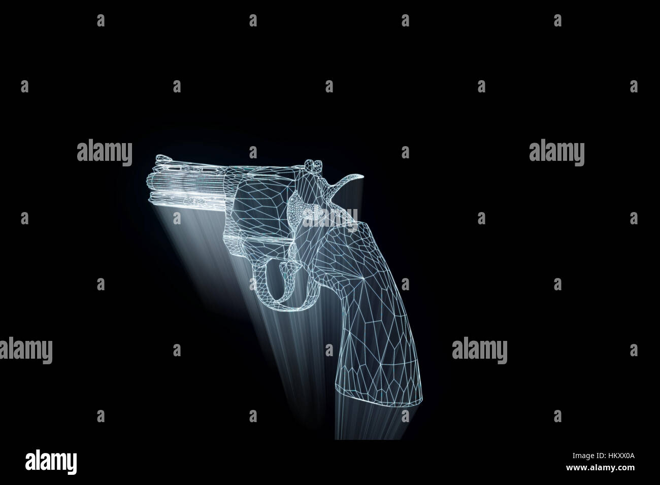 Gun Weapon Hologram Wireframe in Motion. Nice 3D Rendering Stock Photo ...