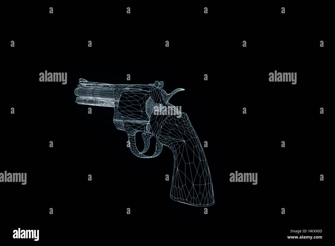 Gun Weapon Hologram Wireframe in Motion. Nice 3D Rendering Stock Photo ...