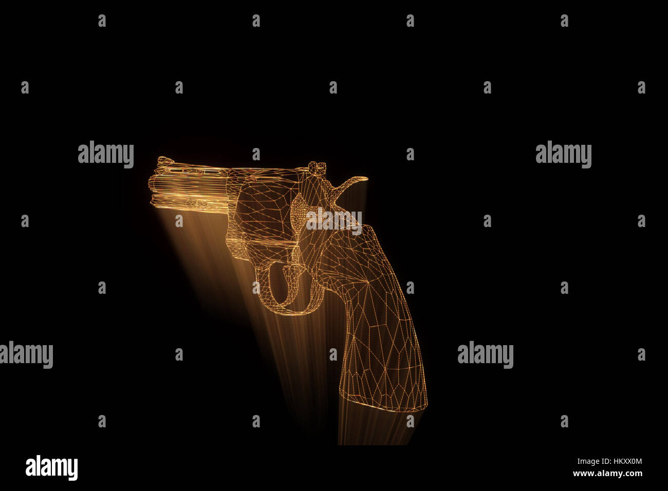 Gun Weapon Hologram Wireframe in Motion. Nice 3D Rendering Stock Photo ...