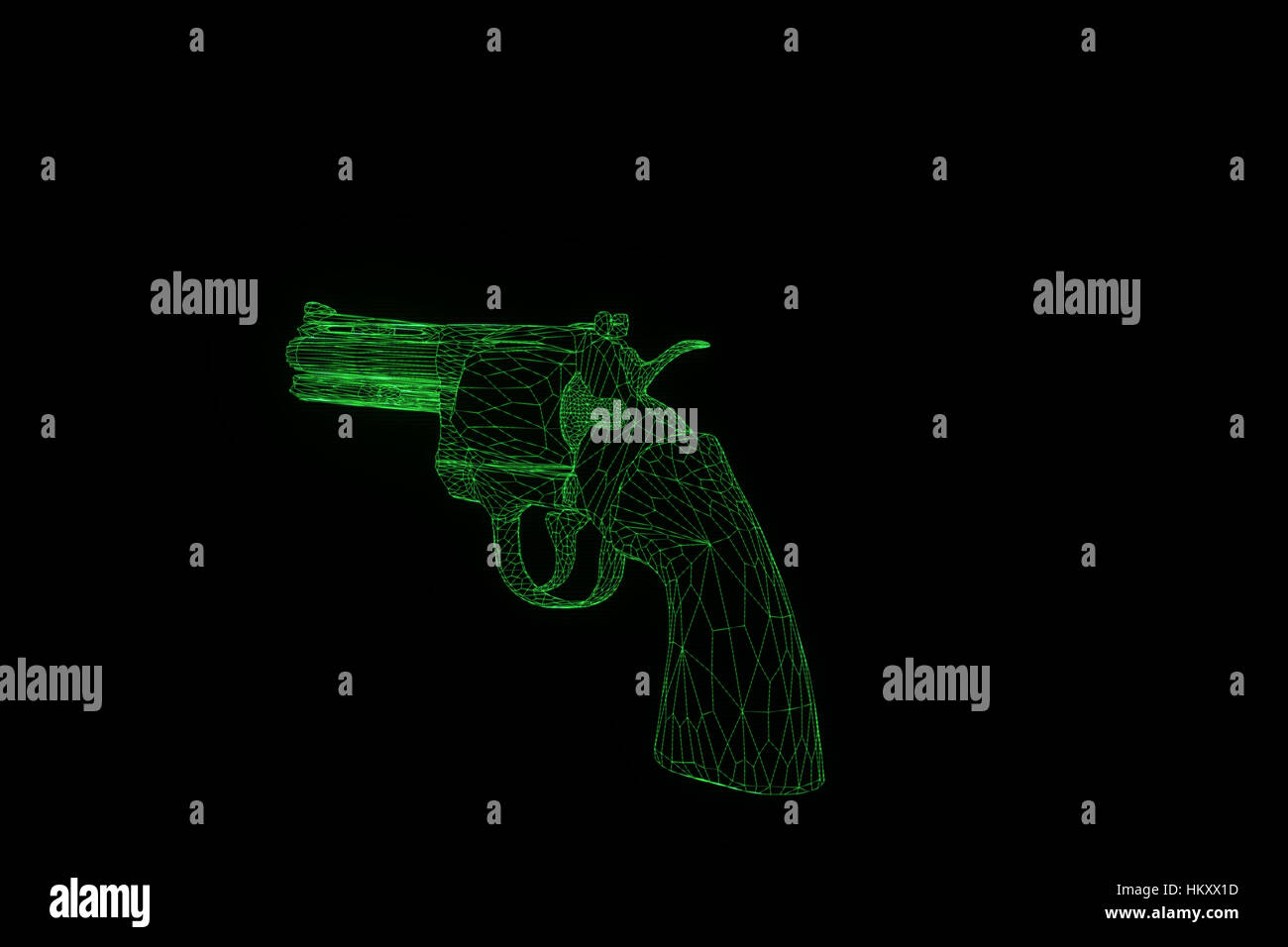 Gun Weapon Hologram Wireframe in Motion. Nice 3D Rendering Stock Photo ...