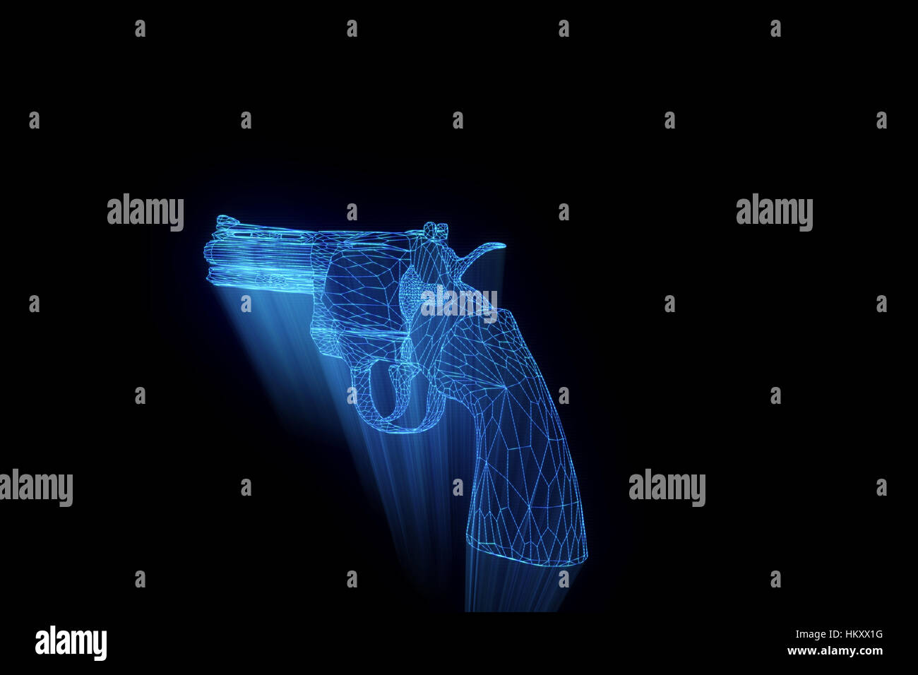 Gun Weapon Hologram Wireframe in Motion. Nice 3D Rendering Stock Photo ...