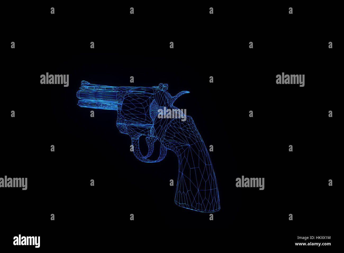 Gun Weapon Hologram Wireframe in Motion. Nice 3D Rendering Stock Photo ...