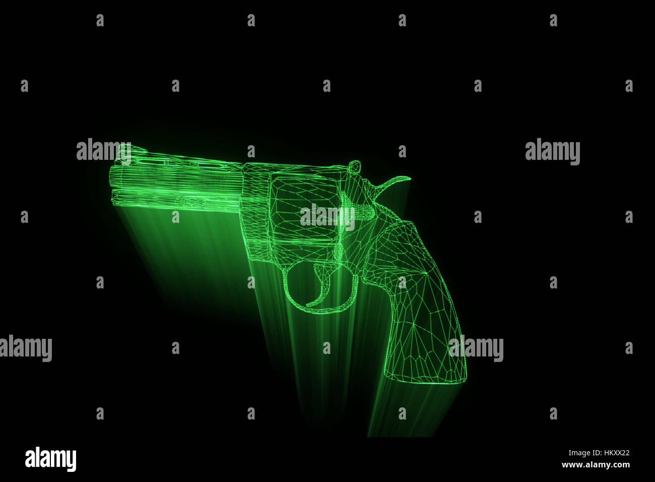 Gun Weapon Hologram Wireframe in Motion. Nice 3D Rendering Stock Photo ...