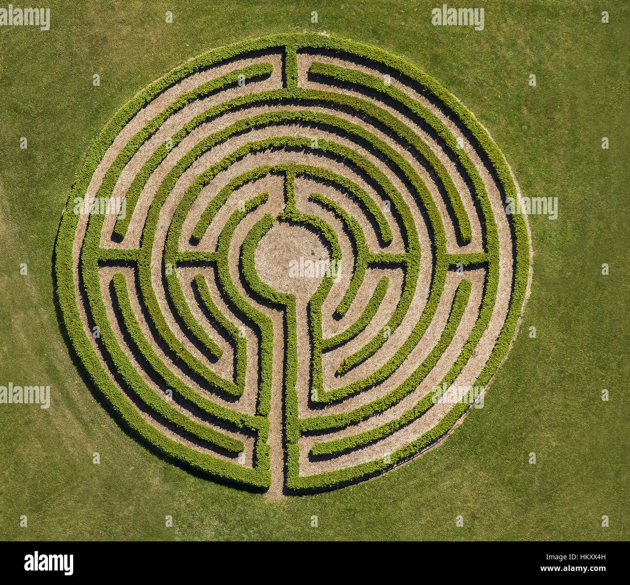 Labyrinth in meadow, hedge maze, Winterberg, Sauerland, North Rhine ...