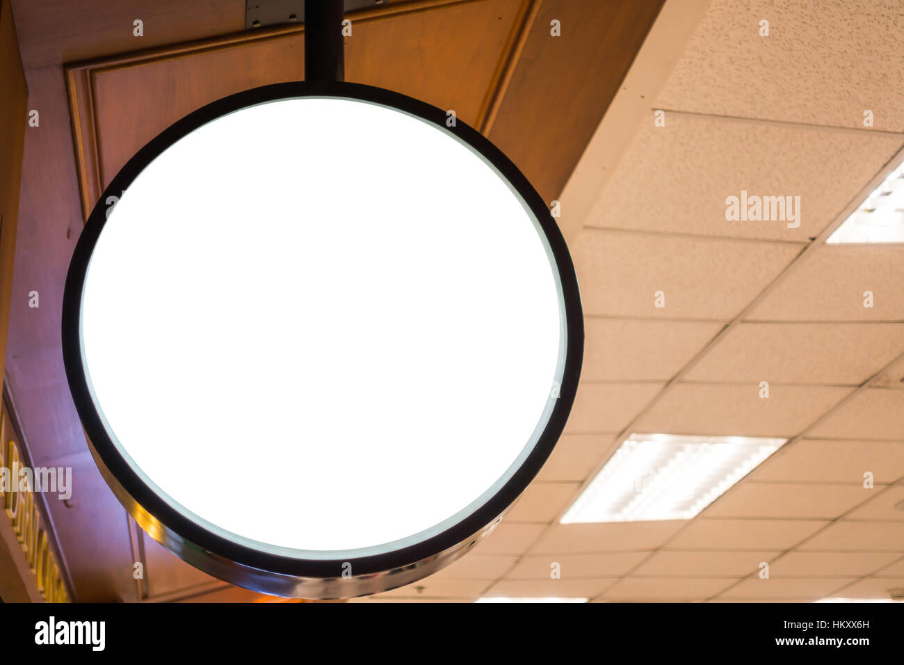 Round shop sign mock up Stock Photo - Alamy