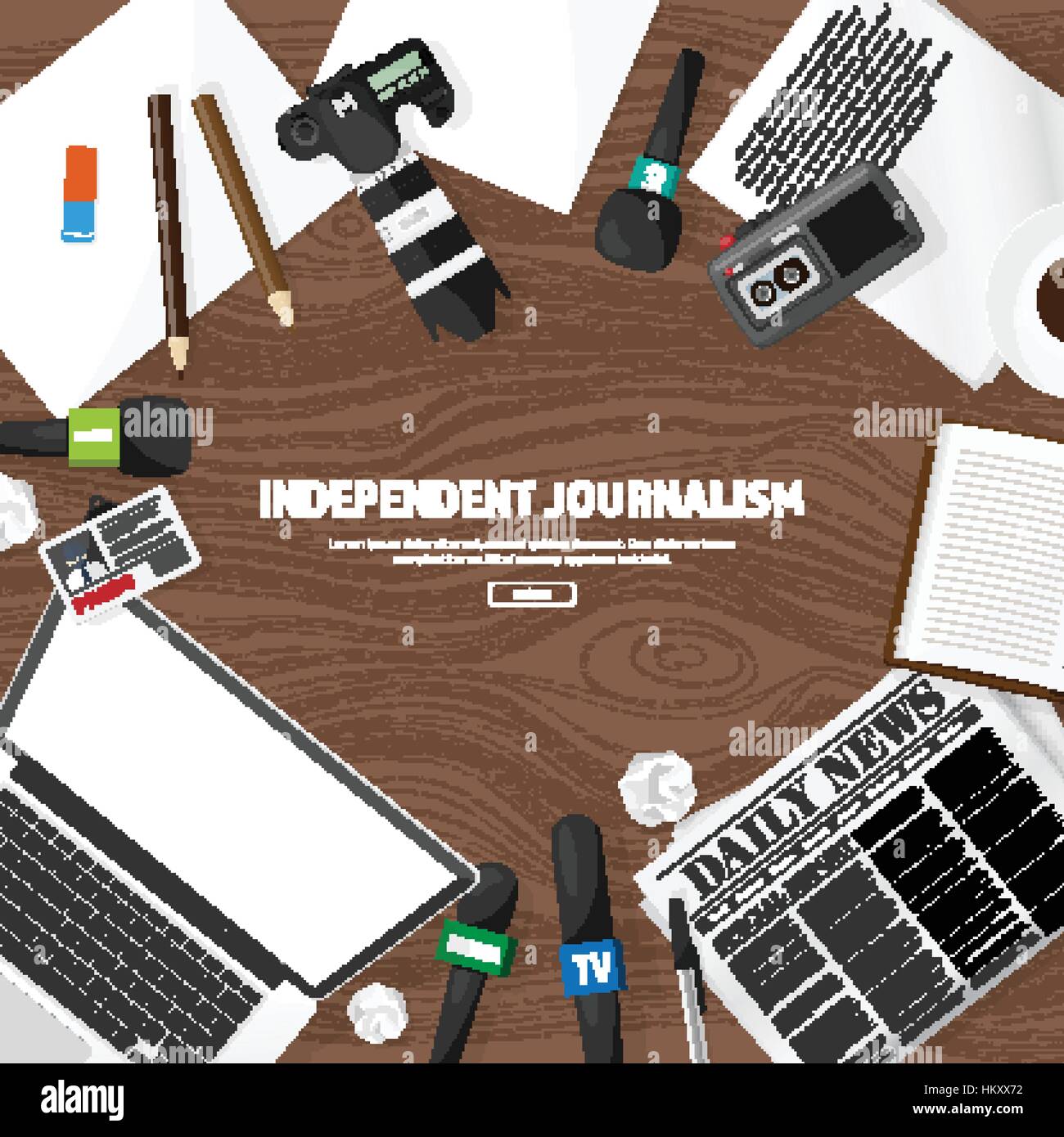 Mass media background in a flat style.Press conference with ...