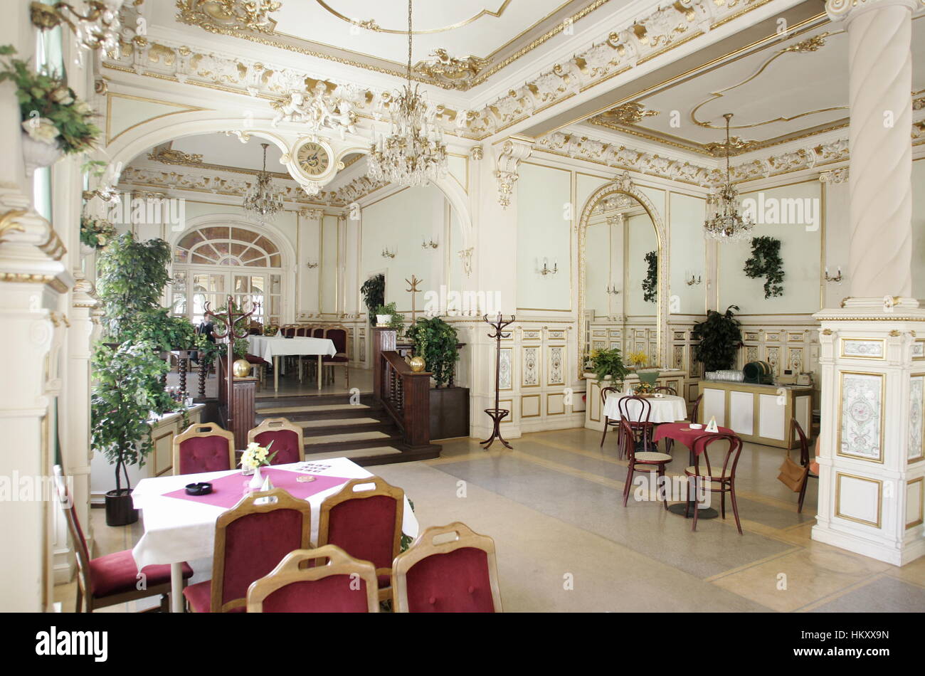 Interior of the Art Deco Cafe Post in Northern Bohemia, Czech Republic ...