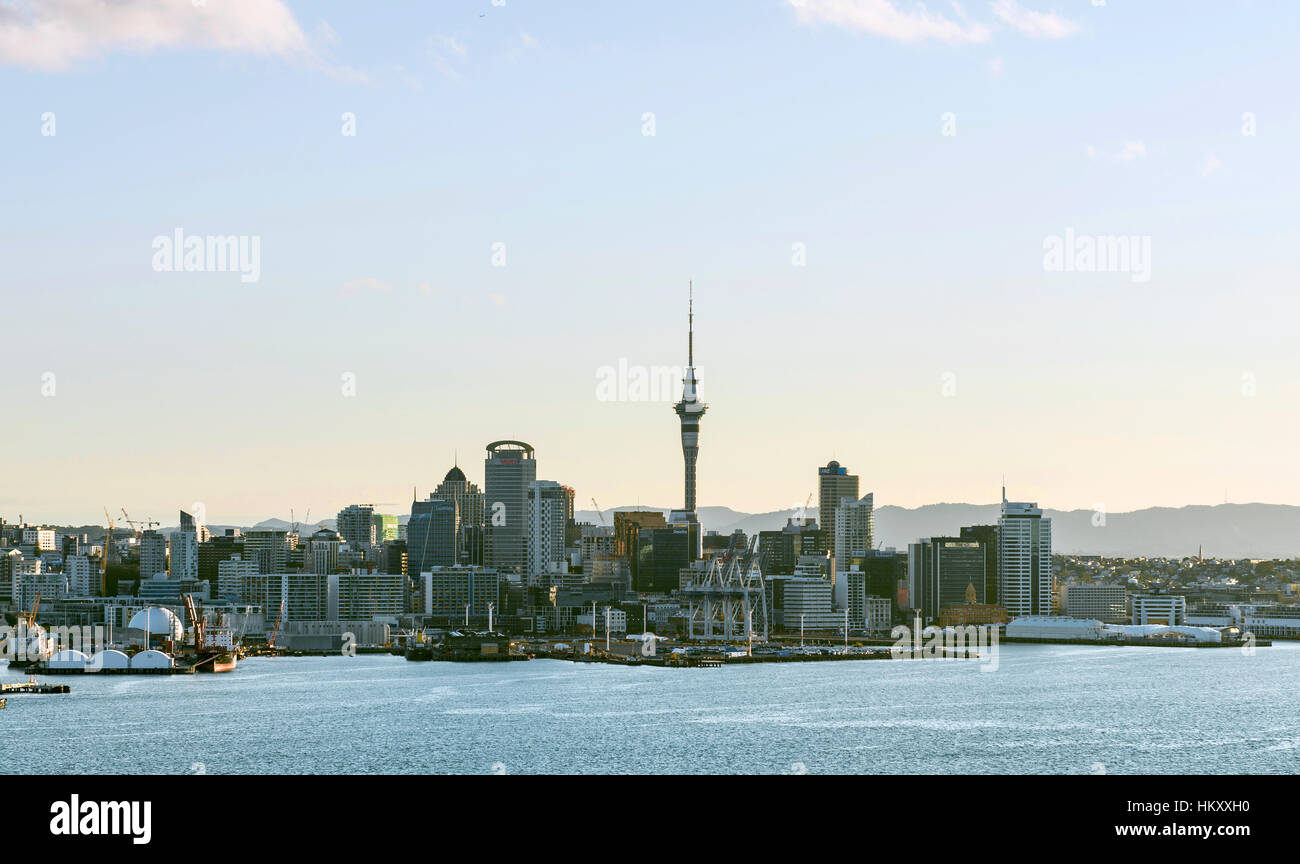 Waitemata Harbour, Sky Tower, skyline with skyscrapers, Central ...