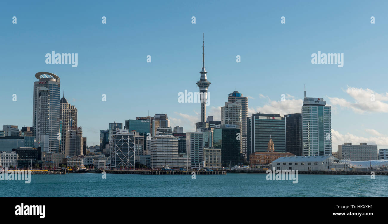 Waitemata Harbour, Sky Tower, skyline with skyscrapers, Central ...
