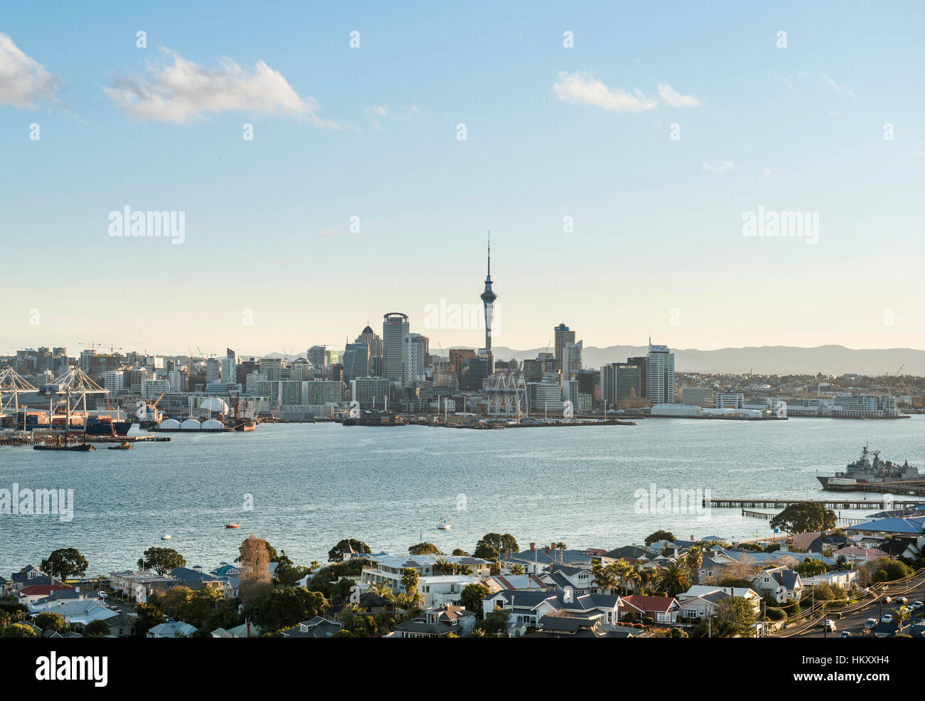 Waitemata Harbour, Sky Tower, skyline with skyscrapers, Central ...