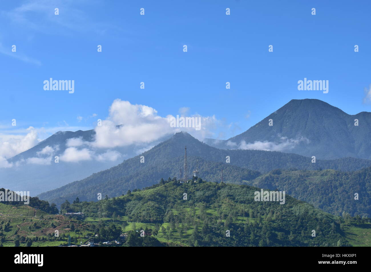 Bogor, Indonesia - November 19 2016 : a view of Mount Gede-Pangrango on Puncak tourism object ...