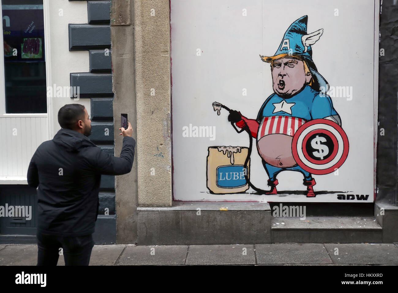 A mural lampooning US President Donald Trump in Dublin's Temple Bar by ...