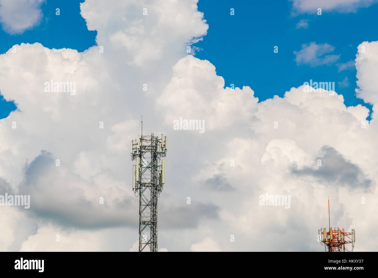 Telecommunication tower with beautiful sky Stock Photo - Alamy