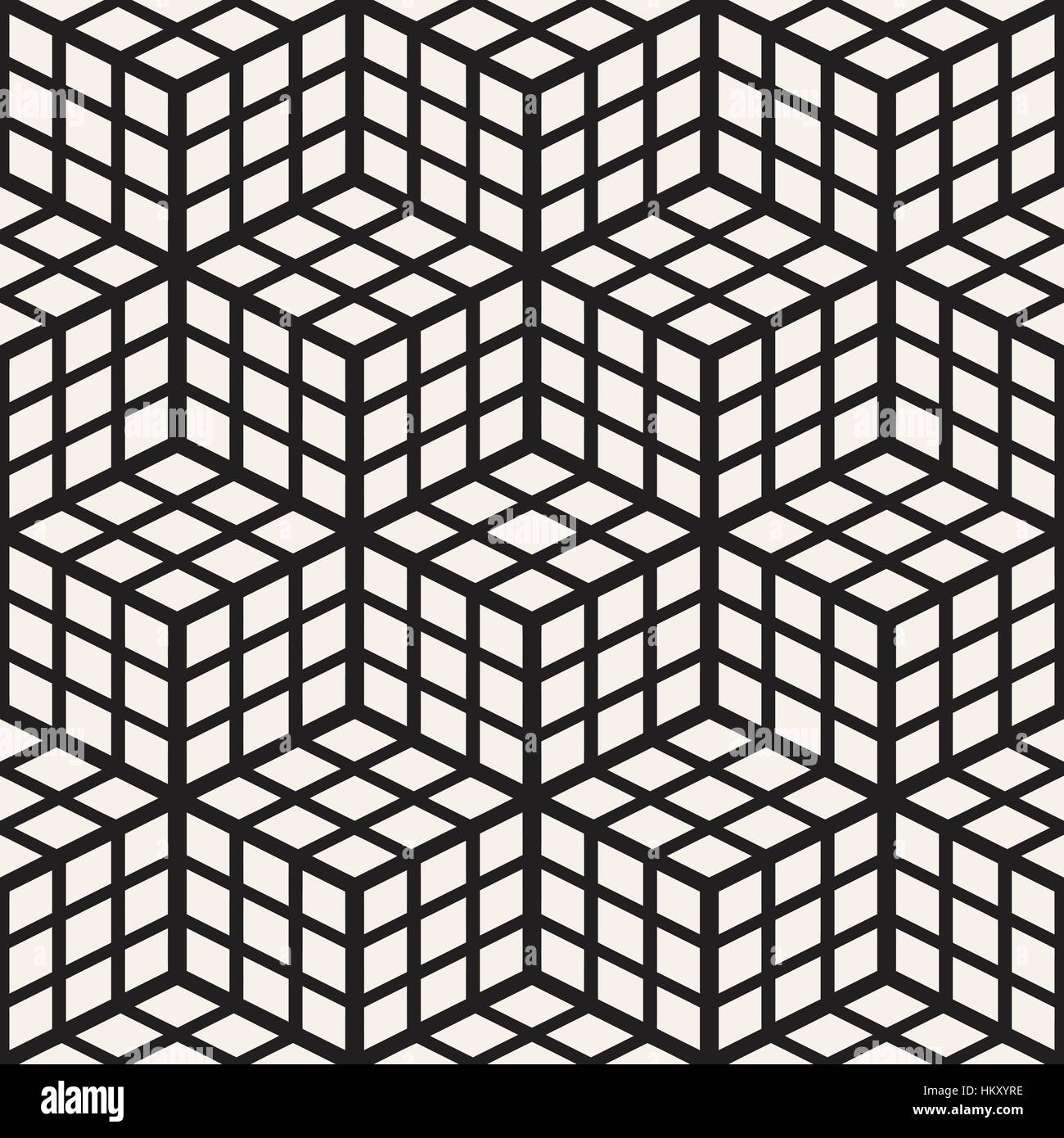 Cubic Grid Tiling Endless Stylish Texture. Vector Seamless Black and ...