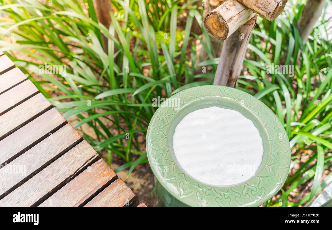 Empty sand ashtray outdoor Stock Photo - Alamy