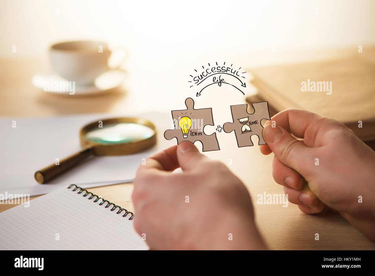Business man hand holding a puzzle piece hi-res stock photography and ...