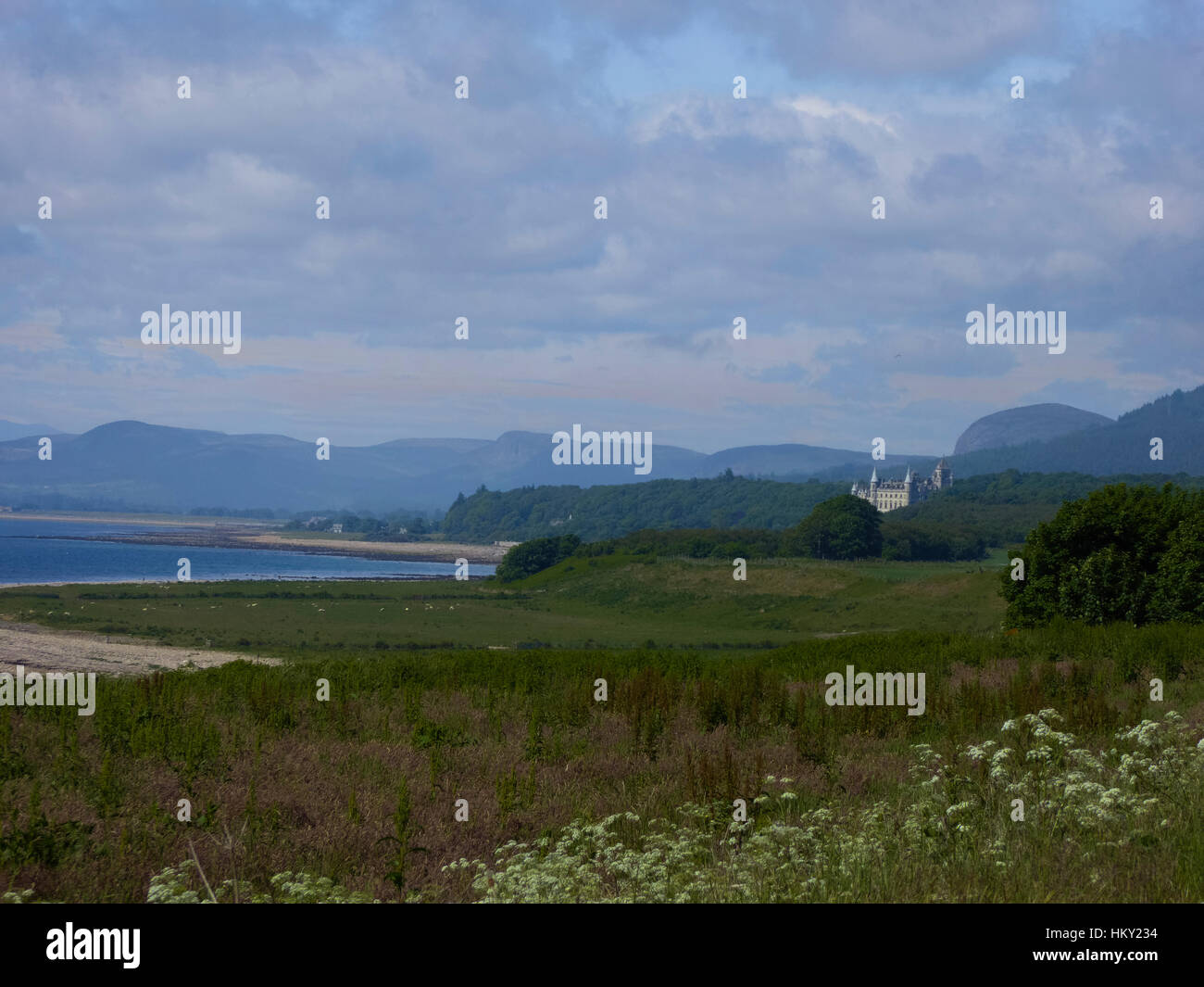 Typical Typical Scottish Highlands coastal landscape with castle and ...