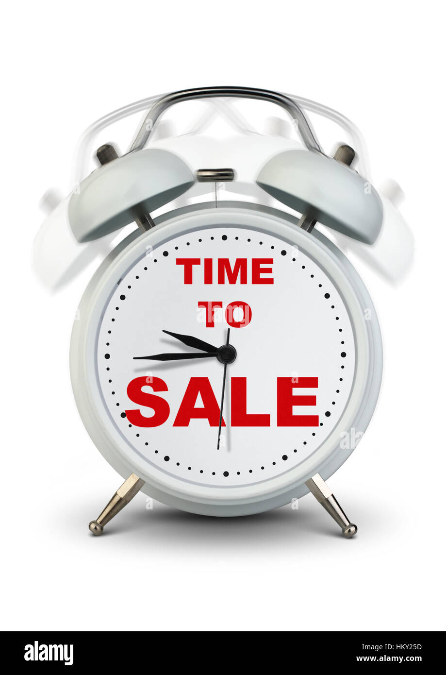 Ringing clock, time to sale concept Stock Photo - Alamy