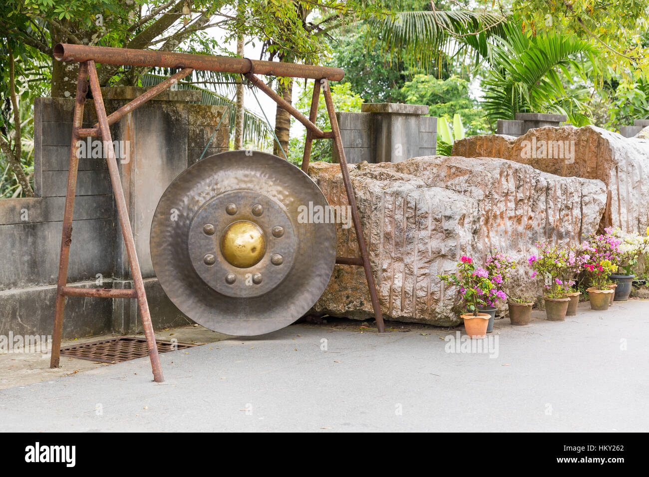 Thai gong in Phuket. Tradition asian bell in Buddhism temple in ...
