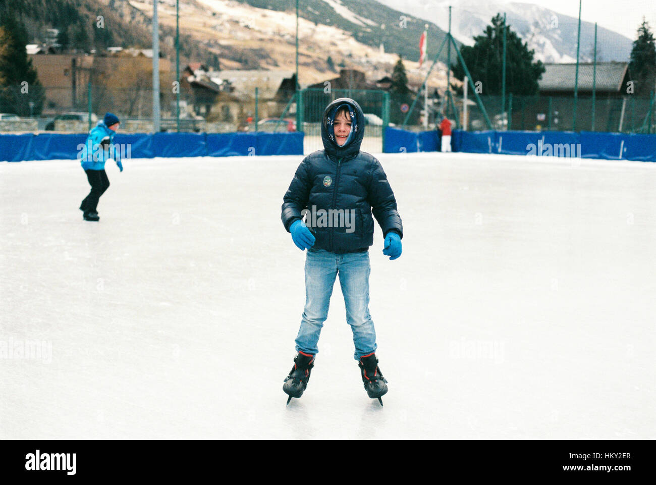 boy skate on ice Stock Photo - Alamy