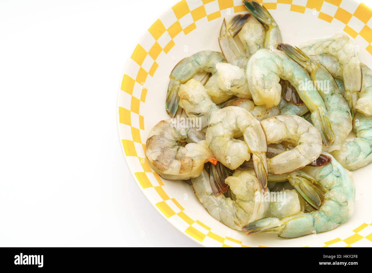 Raw shrimp on white background Stock Photo - Alamy